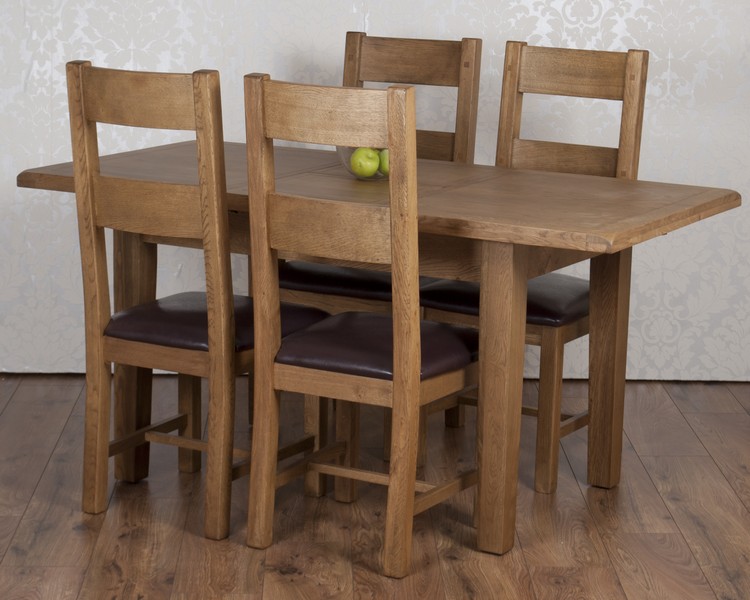 Solid Chunky Rustic Oak Dorset Extending Dining Table 4 Chairs RRP £1129!! | eBay
